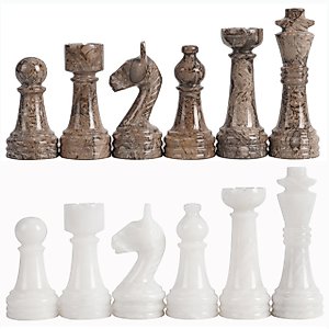 Radicaln Marble Chess Figures 3.5'' Inches Oceanic and White Handmade Chess Set Figures for Travel Chess Set - Chess Pieces for Chess Game, Chess Figure for Chess Board Game