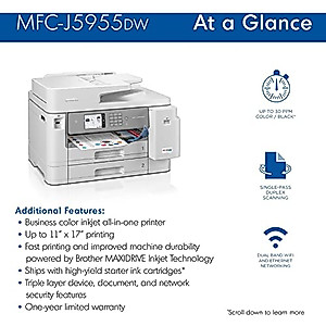 Brother INKvestment Tank MFC MFC-J5955DW Wireless Inkjet Multifunction Printer - Color