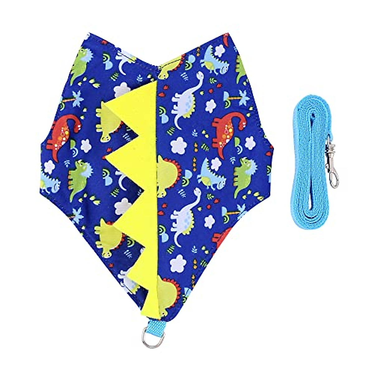 Filhome Adjustable Halloween Bunny Dinosaur Harness,Soft Rabbit Vest Harness and Leash Set for Halloween Dress Up Party Cosplay Rabbit Ferret Bunny Guinea Pig Small Animal Walking (Blue Dinosaur/M)