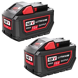 12000mAh Replacement for Milwaukee M18 Battery Replacement for 18V 12.0 Ah Lithium-Ion High Output Battery 48-11-1865 48-11-1862,48-11-1820,Compatible with 18 Volt Power Tools and Chargers 2Pack