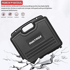 OUUTMEE Portable Hard Case 12.2" x 9.85" x 3.77" With Customizable Diced Foam Protects for Equipment,Electronics,Tools,Microphone,Recorder and More