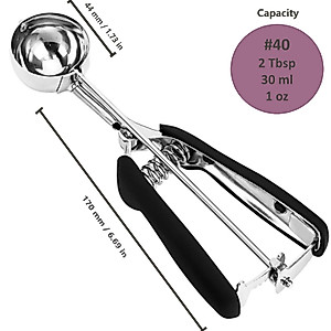 Ice Cream Scoop, 18/8 Stainless Steel Cookie Scoop, Cookie Scoops for Baking, 2 Tbsp/ 30 ml/ 1 oz Cookie Dough Scoop, Ice Cream Scooper with Trigger Release, Cookie Scooper for Baking, Cupcake Scoop