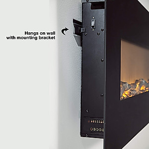 Touchstone 80026 - Stainless Electric Fireplace - (Stainless) - 50 Inch Wide - On-Wall Hanging - Log & Crystal Included - 5 Flame Settings - Realistic Flame - 1500/750W - Timer & Remote