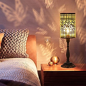 PHYLEKO Table Lamp, Bedside Lamps Battery Operated Lamp with LED Bulb for Home Decor, Small Table Lamp Cordless Lamp with Butterfly Pattern Night Light for Bathroom,Livingroom,Windowsill,Shelf