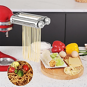 FavorKit Pasta Maker Attachment for KitchenAid Mixers,3 in 1 Set Included Pasta Sheet Roller, Spaghetti Cutter, Fettuccine Cutter Accessories and Cleaning Brush