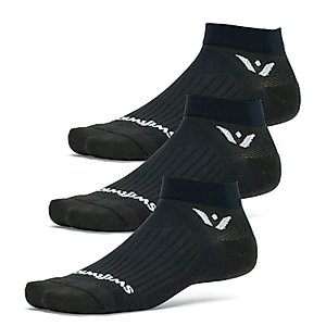 Swiftwick- ASPIRE ONE (3 Pairs) Running & Cycling Socks, Breathable, Compression Fit (Black, Medium)