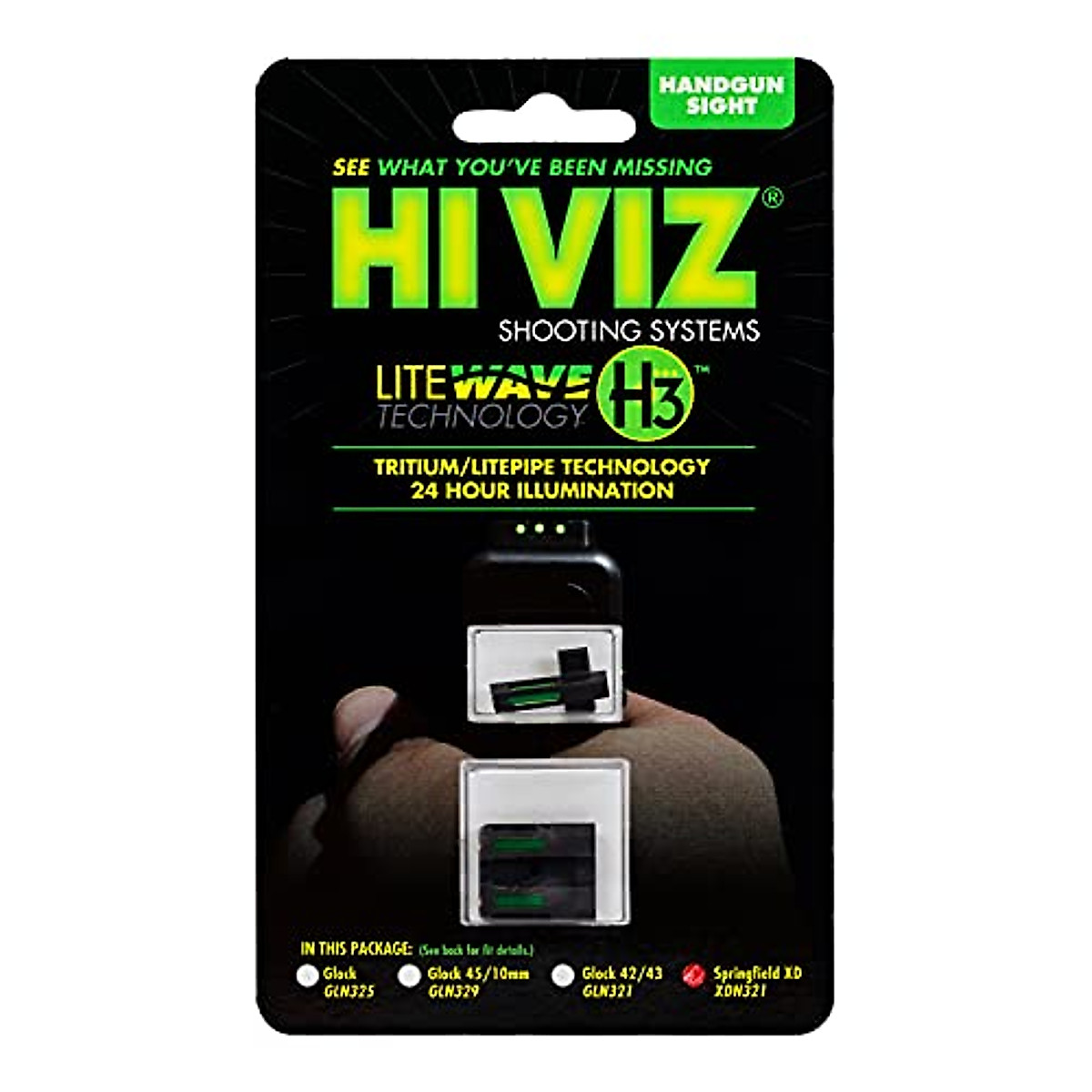 HIVIZ XDN321 Sight Systems, Litewave H3 Tritium/Litepipe, Springfield XD, XDS, XDE and XD-M Models