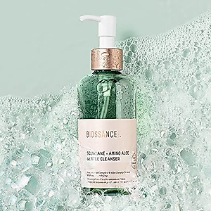 Biossance Squalane + Amino Aloe Gentle Cleanser. Foaming Gel Face Wash to Deeply Clean Pores and Remove Makeup. Hydrating, Non-Stripping Formula (6.76 fl oz)