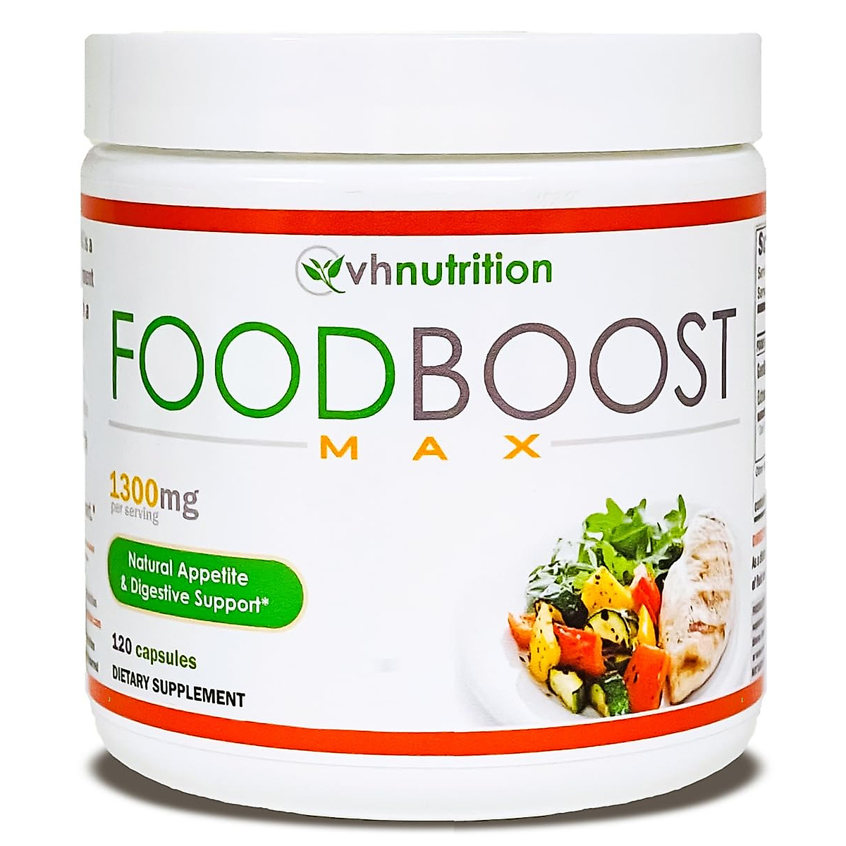 VH Nutrition | FoodBoost MAX | 1300mg Appetite Stimulant* Weight Gain Pills* for Men and Women | Formulated with Gentian, Turmuric, Fennel | 120 Capsules