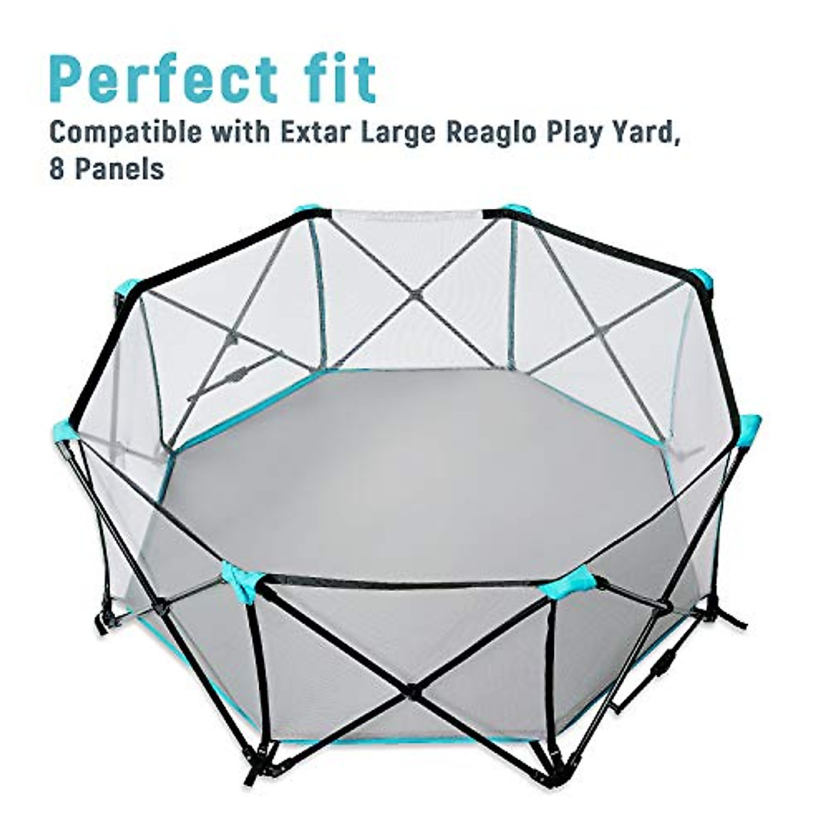 Minnebaby 8 Panel Playpen Mattress Compatible with Regalo Extra Large Play Yard, Self Inflating Octagon Playard Mat, Comfortable and Portable Pad with Carry Bag - Grey