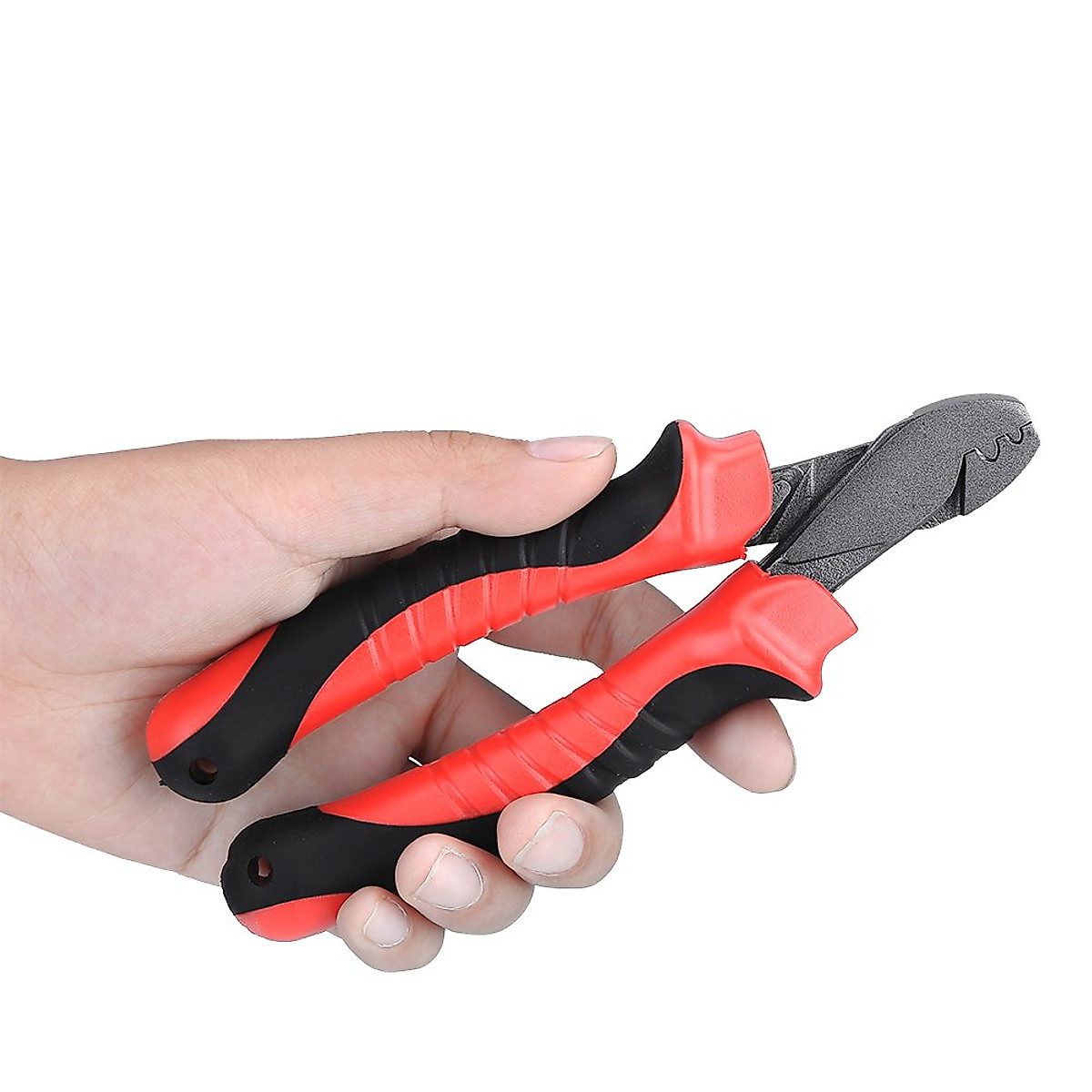 EVTSCAN Multi-Functional Fishing Crimping Pliers Heavy Duty Carbon Steel Rubber Handle Wire Rope Crimping Tool Tackle Accessory