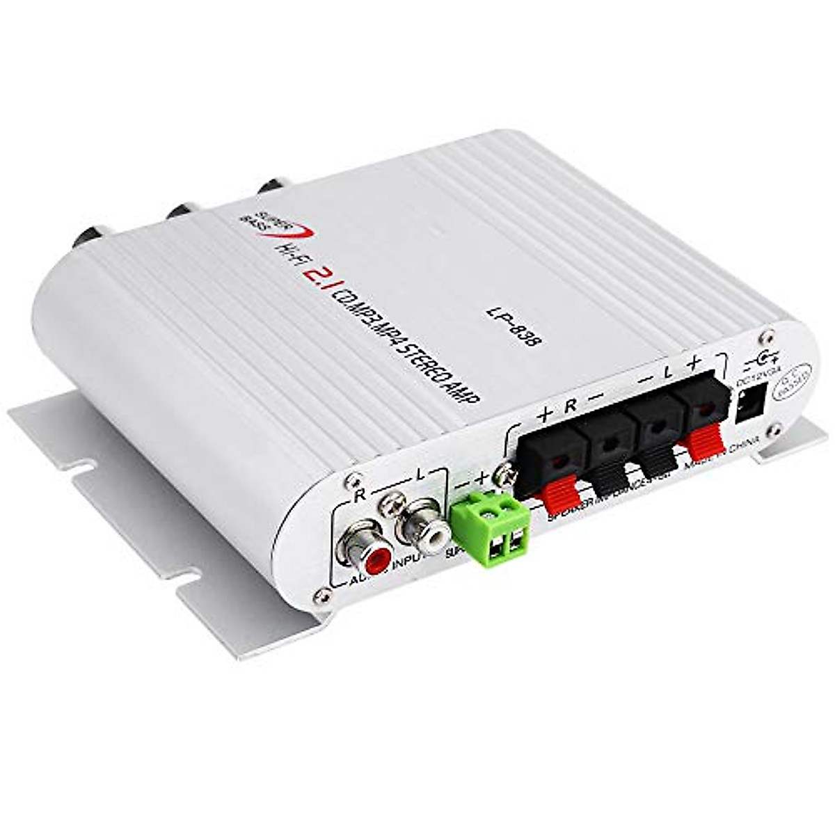 Polarlander Power Car Amplifier Hi-Fi 2.1 MP3 Radio Audio Stereo Bass Speaker Booster Player for Motorbike Home No Power Plug