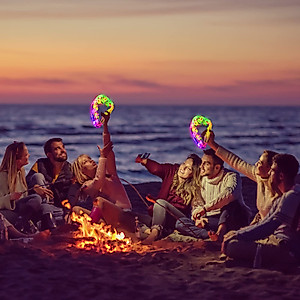 Aywewii LED Tambourine, Light Up Toys Handheld Musical Flashing Tamborine Autism Toys Party Supplies for Birthday Anniversaries Gifts for Kids Adults Teens(Four Colors are Randomly Sent) 2 Pcs