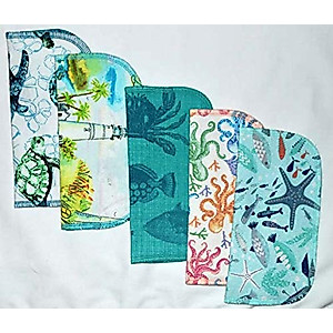 2 Ply Printed Flannel 8x8 Inches Set of 5 Sea Lovers