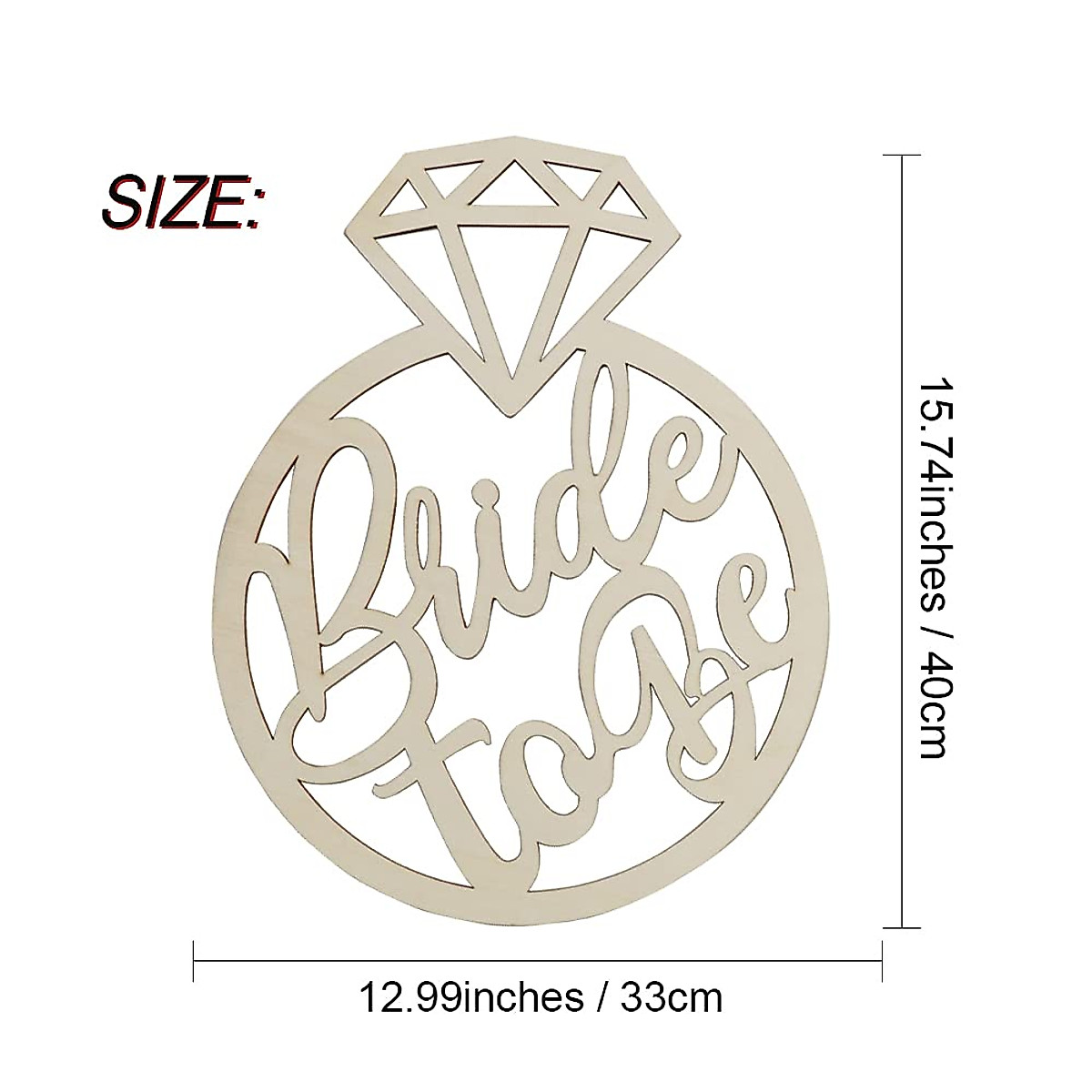 Large Bride To Be Diamond Wooden Sign 15.74'' x 12.99'' Wedding Party Photo Booth Props Bride To Be Sign for Bridal Shower Decorations Front Door Hanger Decor for Bachelorette Wedding Party Supplies