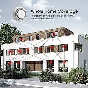 X-Sense Wireless Interconnected Combination Smoke and Carbon Monoxide Detector with Large Silence Button, Over 820 ft Transmission Range, XP01-W, 6-Pack