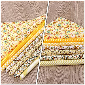 Healifty Fabric 7pcs Cotton Patchwork Bundle Squares Patchwork Lint Different Designs for DIY Sewing Quilting Scrapbooking Yellow Quilting Quilting Quilting Fabric