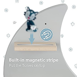 Floating Shelf Wall Mounted Set of 4 (Moon and 3 Stars) for Toniebox Starter Set, Tonie Figures - Magnetic Wooden Shelves Compatible with Toniebox Player Audio Character for Children Baby's Room