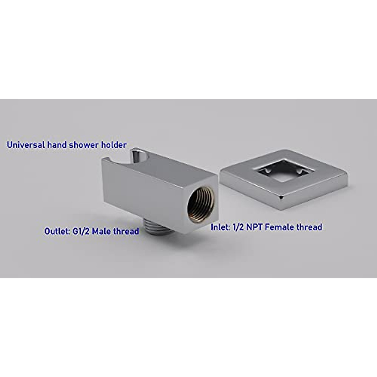 Aquaiaw Shower Arm and Wall Supply Elbow Bundle, 12 inch Ceiling Mount Shower Arm with Anti-Scratch Flange, Wall Union with Handheld Shower Head Holder, Both Solid Brass, Both Polished Chrome