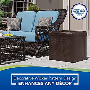 Suncast 22 Gallon Small Resin Storage Seat, Java, SSW600J