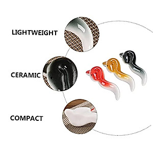 Ciieeo 3pcs Chopsticks Holder Pen Holder Ceramic Chopstick Holders Spoon Rest Calligraphy Brush Rack Fork Rest Chopstick Stand Utensil Rack Spoon Fork Holder Tableware Rest Ceramics Tray