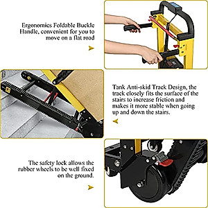 Electric Stair Climbing Hand Trucks Moving Heavy Objects Up and Down Stairs Effortless, 441 lbs Max Load Capacity, Folding Stair Climbing Dolly with Rubber Tracks for Easy Moving of Heavy Furniture