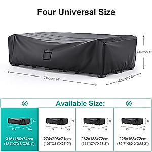 BROSYDA Patio Furniture Covers, Heavy Duty 600D Outdoor Furniture Cover Waterproof, Sectional Sofa Set Covers Table and Chair Set Covers 124" L × 71" W × 29"