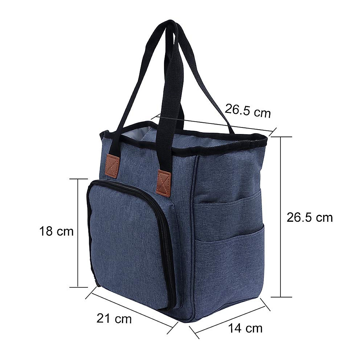 SumDirect Yarn Bag, Knitting Organizer Tote Bag Portable Storage Bag for Yarns, Carrying Projects, Knitting Needles, Crochet Hooks, Manuals and Other Accessories (Blue)