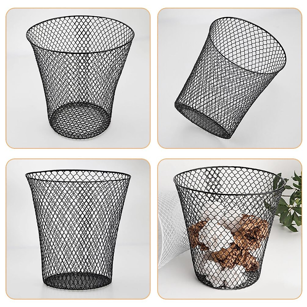 ABOOFAN Storage Basket Multi Functional Hollow Basket Plant Protective Office Wastepaper Trash Can Bathroom Bedroom Kitchen Living Room
