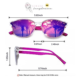 Sumato Sunglasses Womens, Cat Eye Purple Sunglasses for Women with Mirrored Trendy Lens UV400 Blocking…