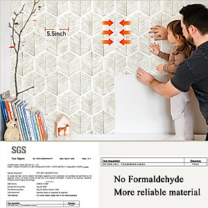MelunMer Modern Peel and Stick Wallpaper Boho 17.3''×118'' Contact Paper for Cabinets and Drawers Self Adhesive Wallpaper Removable Wallpaper for Bedroom Geometric Wallpaper for Bathroom Beige/White