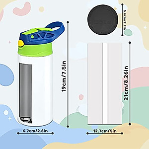 XccMe Kids Sublimation Tumbler,12oz Sublimation Water Bottle Blanks,Straight Stainless Steel Todder Sippy Cup,Double Wall Insulated Sippy Tumbler with Handle,Shrink Films,Leak Proof (Blue)