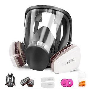 Full Face Respirator Mask, Reusable Respirator Mask with Filters，6800 Dust Mask Anti Fog Against Organic Vapor Gas Mask, Ideal for Spray Paint, Sanding, Welding, Cutting Work