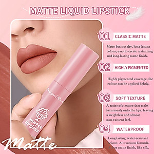 3 Colours Nude Matte Lipstick Set,24 Hour Natural Lip Glazes Velvet Air Moisture Smooth Crayon Lip Stain,Nourishing Color Lip Glaze,Long Lasting Waterproof Lip Gloss Lipstick for Women Makeup(Set A)