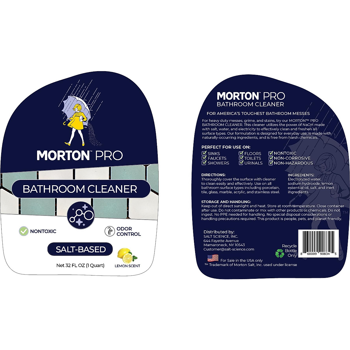 Morton Pro Bathroom Cleaner – Non-Toxic Fragrance-Free Bleach Alternative, Eco-Friendly, Child, Pet, and Fabric Safe, Perfect for Surfaces, Lab Tested, Salt-Based Cleaner | Made In USA (32 FL Oz)