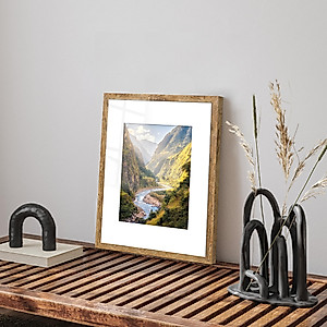 16x20 Frame Set of 2 with Plexiglass, Rustic Brown Wood Frame Display 11x14 Picture with Mat or 16 x 20 Picture Without Mat, 16x20 Poster Frame for Wall Gallery Mounting Horizontal and Vertical