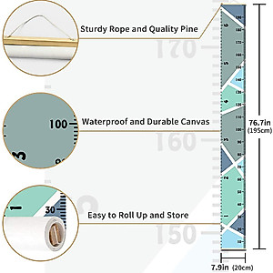 Growth Chart Wall Hanging, Portable Kids Wall Ruler Removable Height Measure Chart for Boys Girls Growth Ruler from Baby to Adult for Child's Room Decoration 79''7.9''
