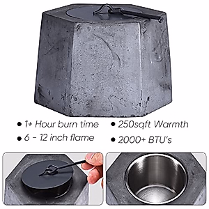 ROUNDFIRE Hexaganol Concrete Tabletop Fire Pit - Fire Bowl, Portable Fire Pit, Small Personal Fireplace for Indoor and Garden Use.