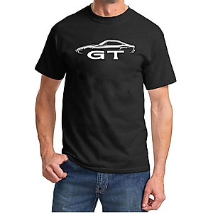 Opel GT Sports Car Classic Outline Design Tshirt 3XL Black