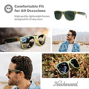 Knockaround Fort Knocks Polarized Sunglasses for Men & Women - Impact Resistant Lenses & Full UV400 Protection, Army Green and Amber Frames/Aviator Green Lenses