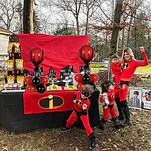 TONIFUL 2 Set Table Centerpiece Mouse Decorations Balloons Stand Holder Kit with Tulle Cover 20 pcs Black Red Latex Balloons for Birthday Baby Shower Graduation Anniversary Halloween Party