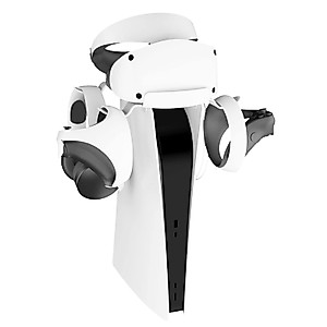 Game Headset Holder with Charging Indicator Storage Versatile 1/2 Charging Cable VR Headset Storage Stand for PS5 VR2 White
