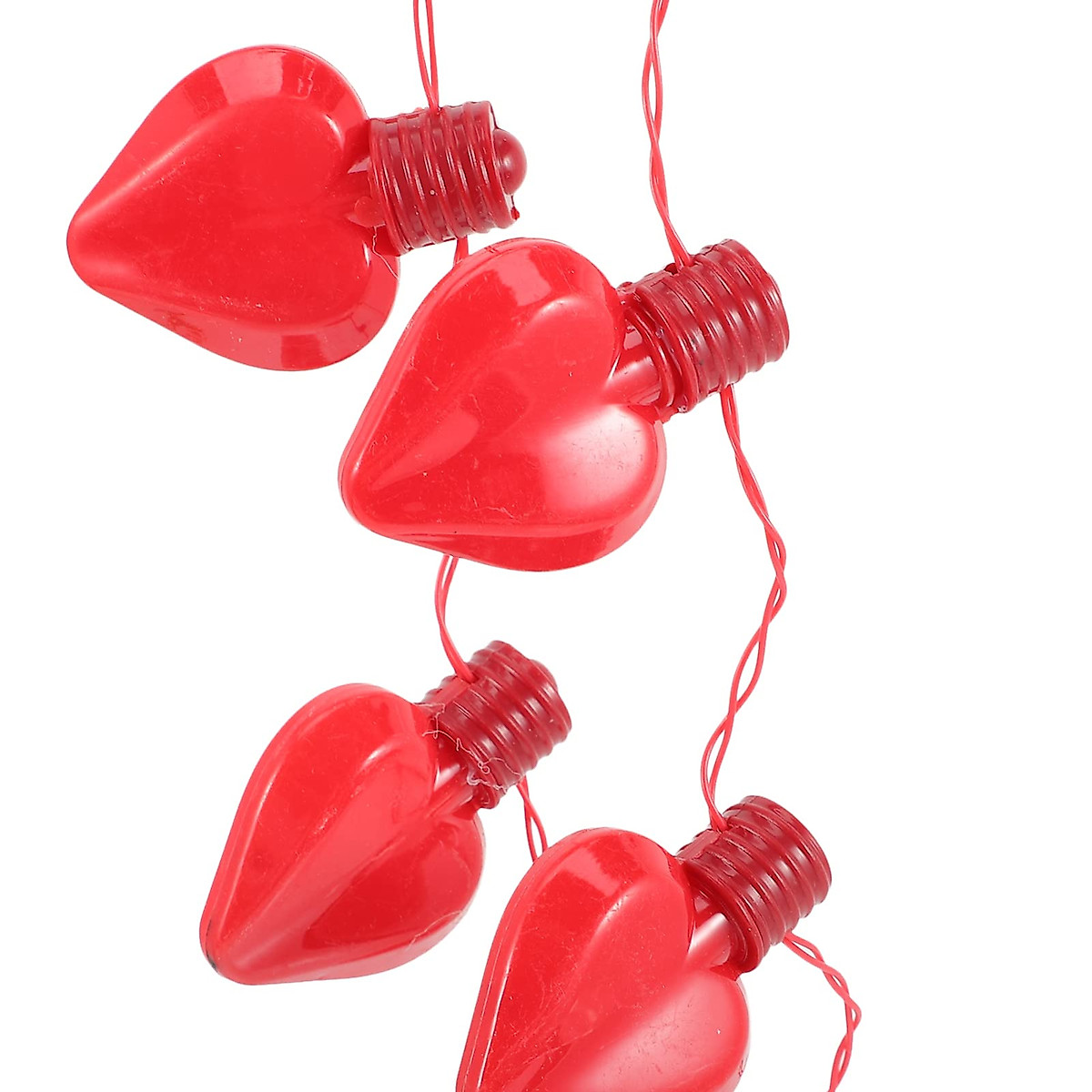 Glowing Heart Shaped Bulb Necklace Led Light up Necklace Valentines Red Love Heart Necklace Glow in The Dark Led Light Bulbs for Kids Adults Wedding Valentines Day Party Decor