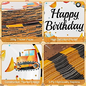 100 Pcs Construction Birthday Party Supplies - Construction Themed Plates and Napkins Forks Set, Disposable Dump Truck Tableware for Boys Kids Birthday Party Decorations Favors, Serve 25 Guests