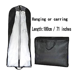 Beilite Wedding Dress Garment Bag Dust Cover Storage Travel Bag Black 70 inches