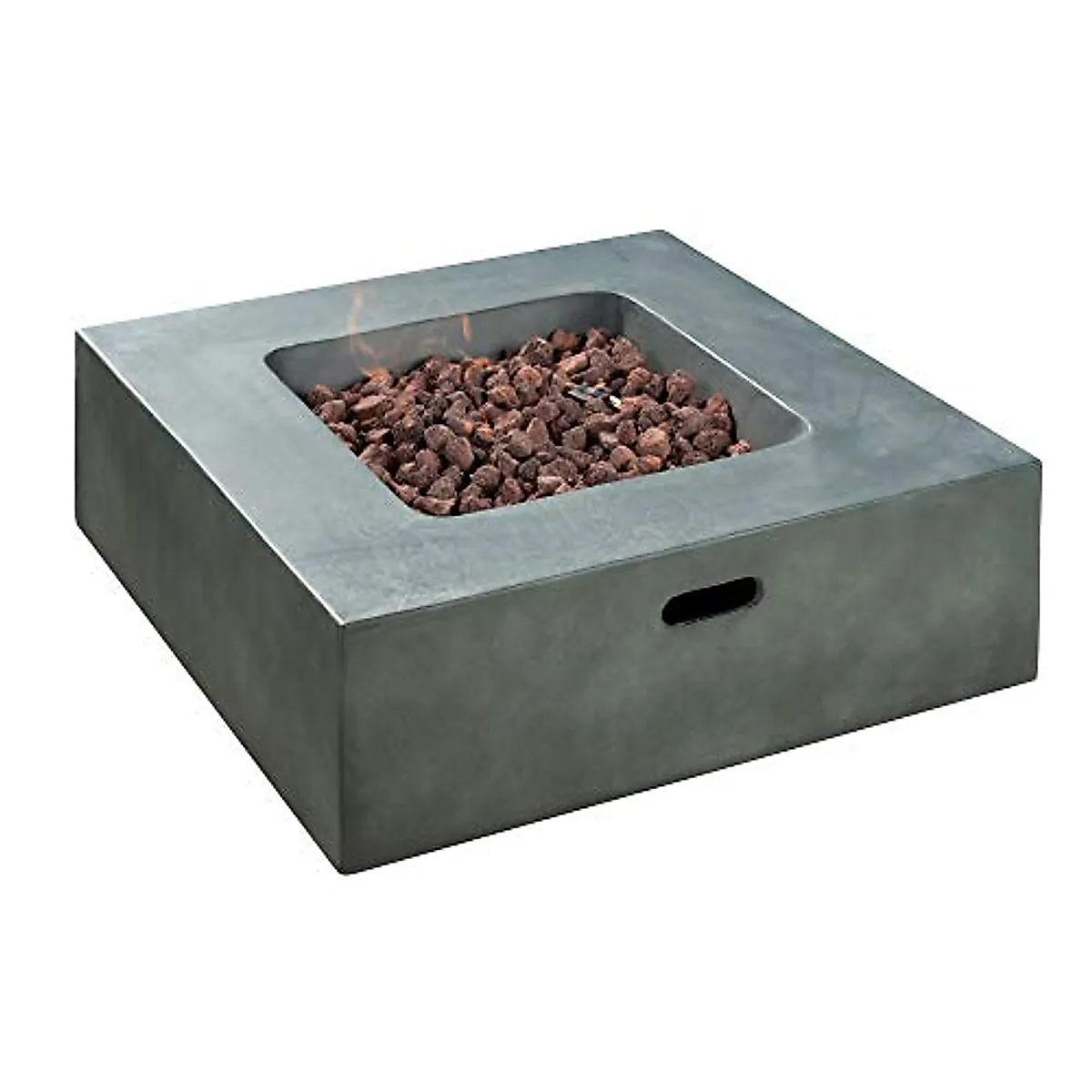 Propane Fire Pit - Outdoor Patio - Fire Pit Table - Stainless Steel Burner Patio Heater with Lava Rocks - 35-inch Square - Slate Gray Green 50,000 BTU - by Royal Garden