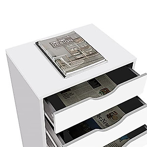 Naomi Home Bianca 9 Drawer Chest, Wood Storage Dresser Cabinet with Wheels, Large Craft Storage Organizer Makeup Drawer Unit for Closet, Bedroom, Office File Cabinet 200 lbs Total Capacity - White