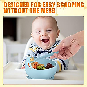 Yaomiao 6 Sets Baby Suction Bowl Silicone Dishware Bowls for Baby Toddlers with Spoons Forks Inwardly Curved Food Bowl Non Slip Baby Dishes and Utensils Baby Eating Supplies, 6 Colors (Fresh Color)