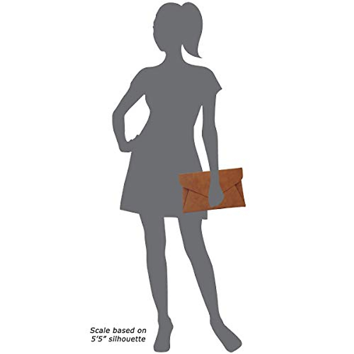 JNB Synthetic Leather Double Pocket Envelop Clutch, Tan Medium