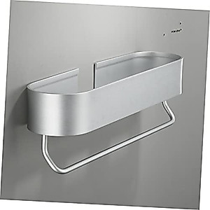 Unomor No Punching Rack Shower Suction Shelf Kitchen Bottle Mounted Shelf Suction Towel Wall Mount Paper Towel Holders Wall Mounted Shelves for Storage Tub Shelf Silver